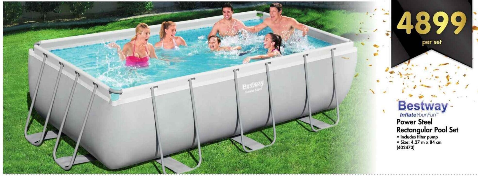 Bestway Power Steel Rectangular Pool Set 4.27m x 84cm offer at Makro