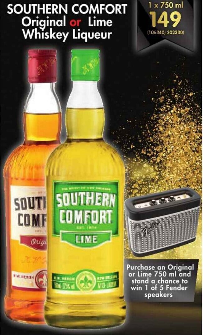 Southern Comfort Original or Lime Whiskey Liqueur 750ml offer at Makro ...