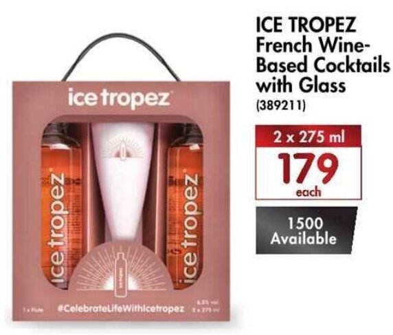 Ice Tropez French Wine-Based Cocktails with Glass 2x275ml offer at ... Ice Tropez French Wine-Based Cocktails with Glass 2x275ml offer at ...