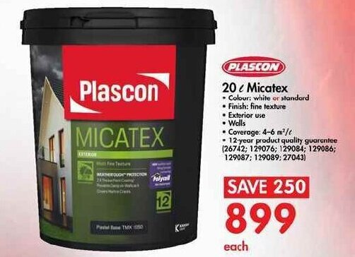 Plascon Micatex 20L offer at Makro