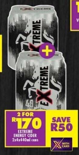 Extreme energy cider offer at Shoprite