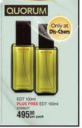 Quorum EDT 100ml Plus Free EDT 100ml-Per Pack offer at Dis-Chem