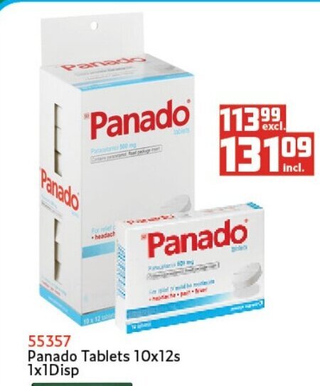 55357 Panado Tablets 10x12s 1x1Disp offer at Africa Cash and Carry