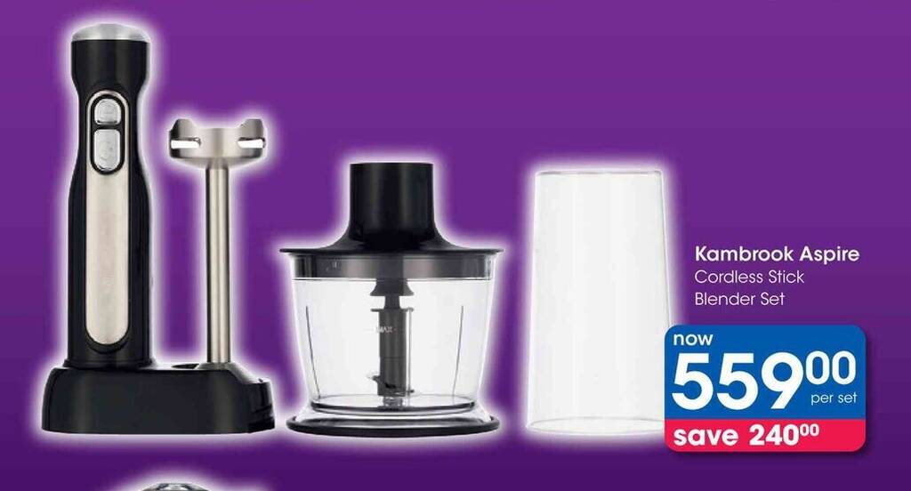 Kambrook Aspire Cordless Stick Blender Set offer at Clicks