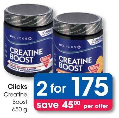 Clicks Creatine Boost 650 g offer at Clicks