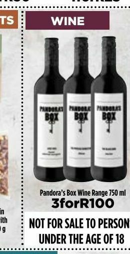 Pandora's box wine 3 offer at Food Lover's Market