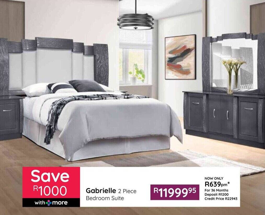 Gabrielle 2 Piece Bedroom Suite offer at Bradlows