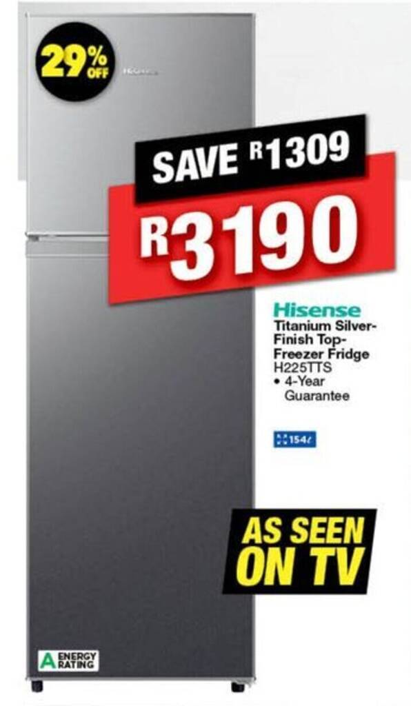 Hisense Titanium Silver-Finish Top- Freezer Fridge H225TTS offer at OK ...