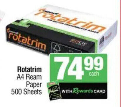 Rotatrim A4 Ream Paper 500 Sheets offer at Spar