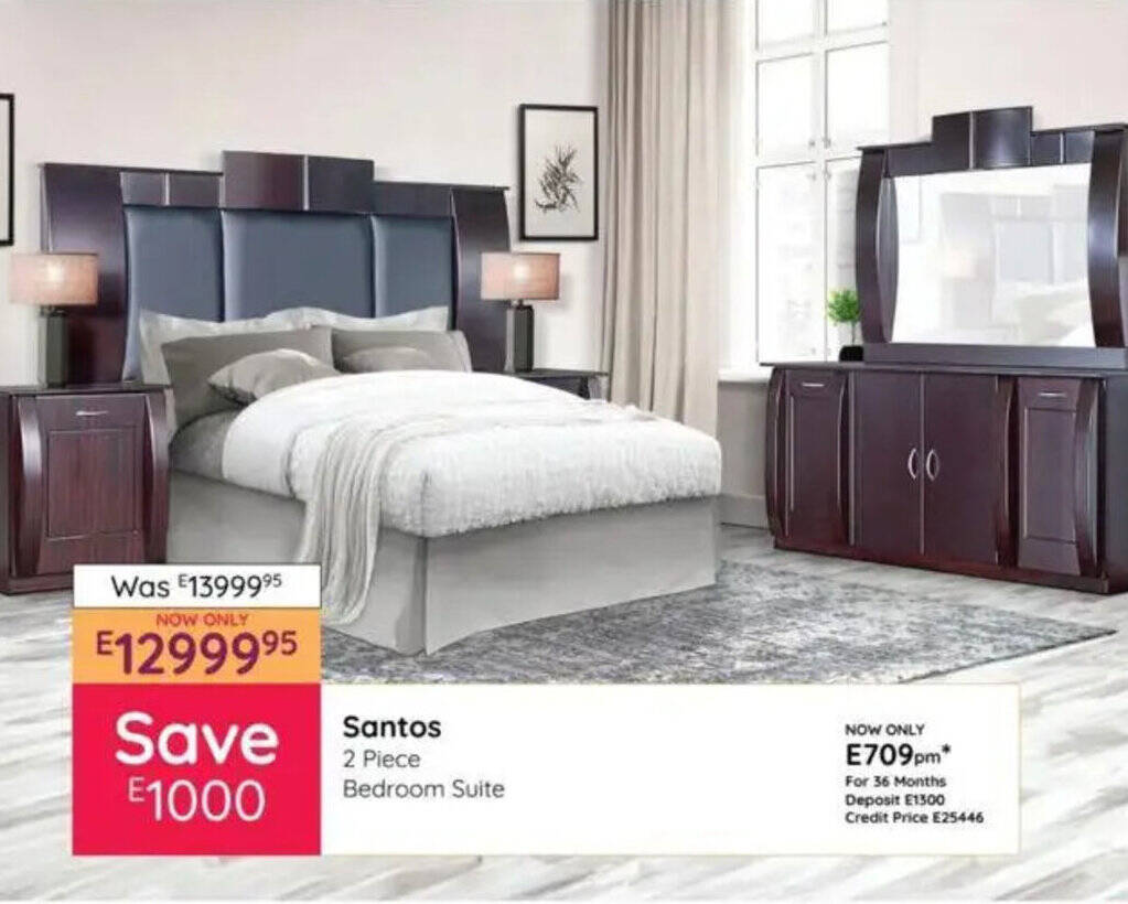 Santos 2 Piece Bedroom Suite offer at Bradlows