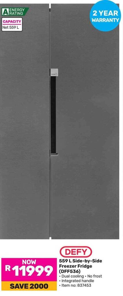 DEFY Side-by-Side Freezer Fridge offer at Game