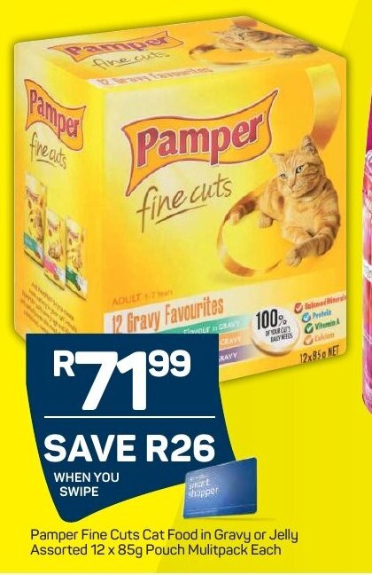 Pamper Fine Cuts Cat Food in Gravy or Jelly 12x85g Pouch Multipack ...