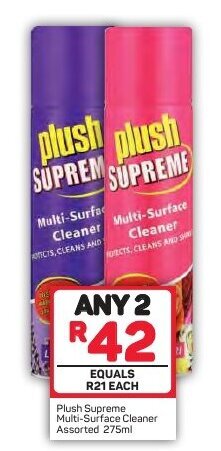 Plush Supreme Multi-Surface Cleaner 275ml offer at Pick n Pay