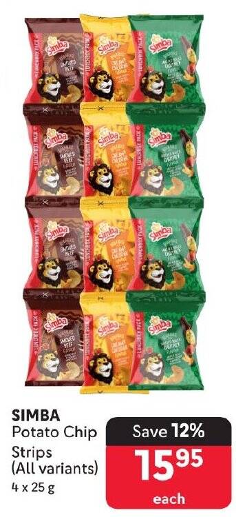 SIMBA Potato Chip Strips All variants offer at Makro