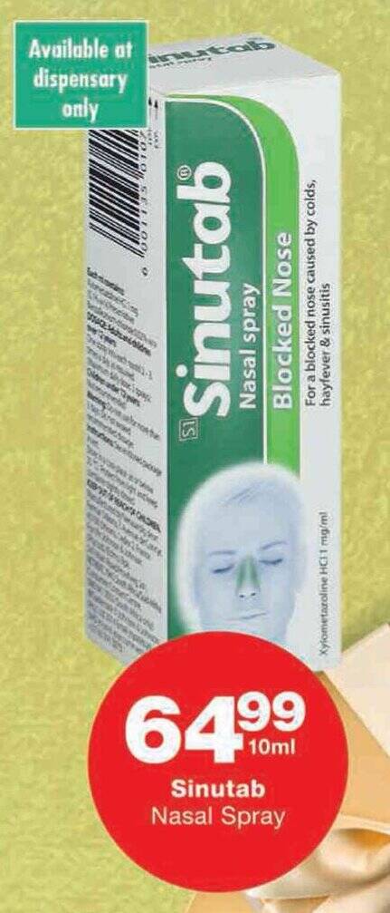 Sinutab Nasal Spray 10 ml offer at Checkers