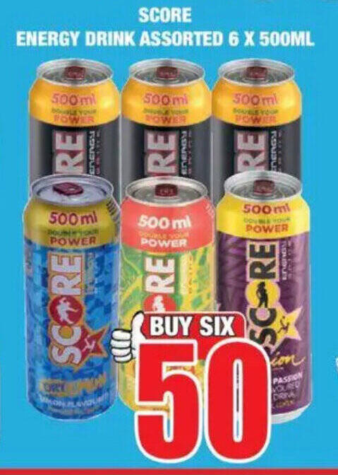 Score energy drink assorted 6 x 500 ml offer at Boxer Liquors