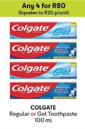 COLGATE Regular or Gel Toothpaste offer at Makro