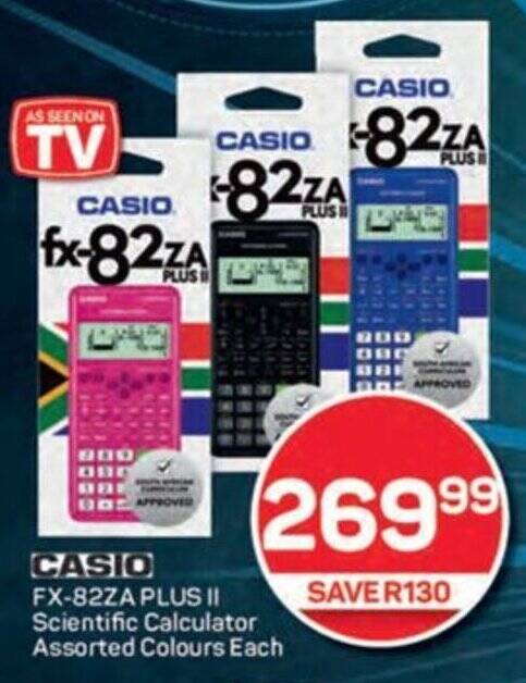 CASIO FX-82ZA PLUS II Scientific Calculator Assorted Colours Each offer ...