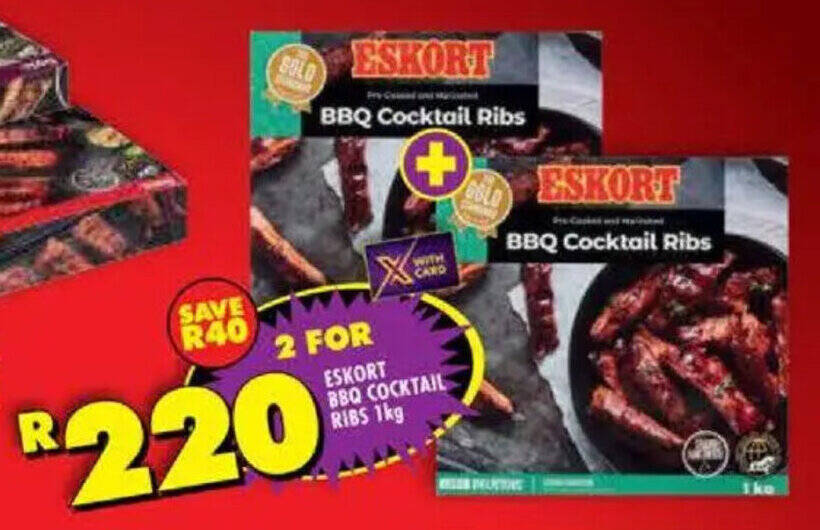 Eskort bbq cocktail ribs 1 kg offer at Shoprite