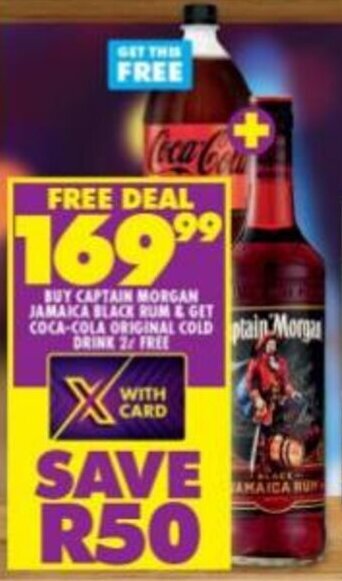 Captain Morgan Jamaica Black Rum & Coca-Cola Original Cold Drink 2L ...