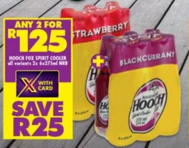 Hooch Fox Spirit Cooler 2x6x275ml offer at Shoprite Liquor