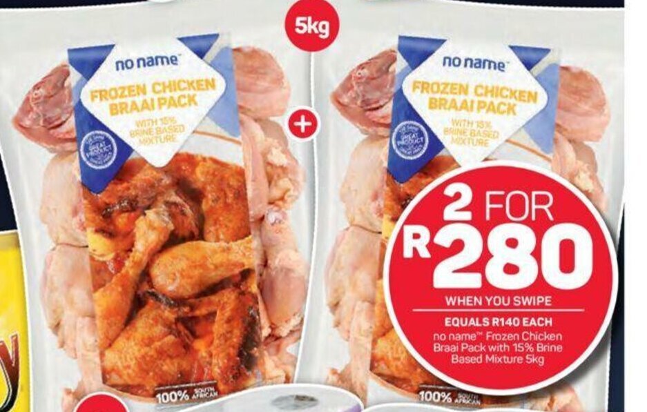 No Name™ Frozen Chicken Braai Pack with 15% Brine Based Mixture 5kg ...