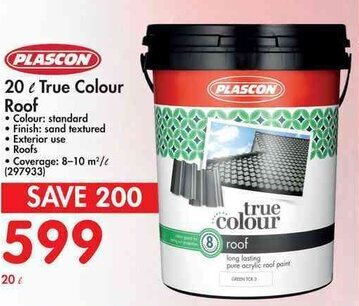 Plascon True Colour Roof 20L offer at Makro