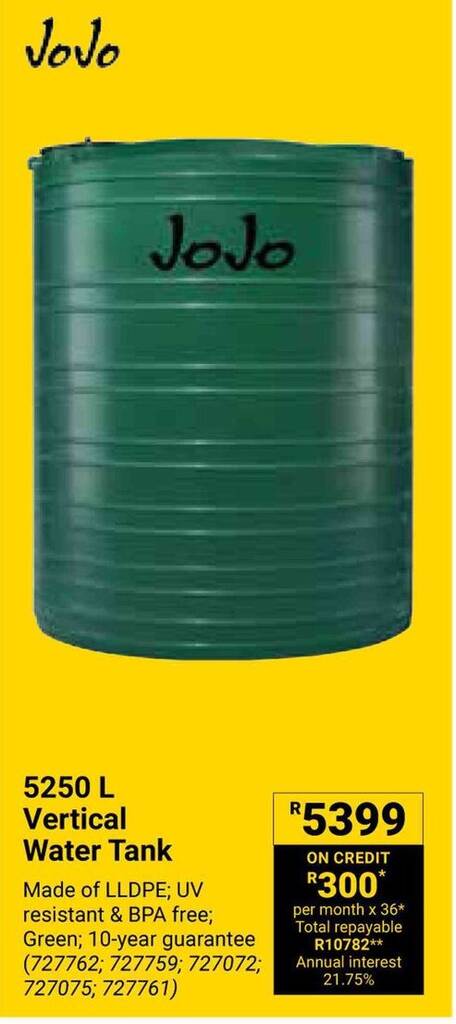 JoJo Vertical Water Tank offer at Builders Warehouse