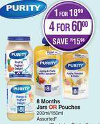 Purity 8 Months Jars Or Pouches Assorted-200ml/150ml offer at Dis-Chem