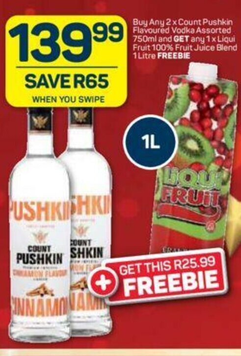 Count Pushkin Flavoured Vodka Assorted 750ml offer at Pick n Pay Liquor