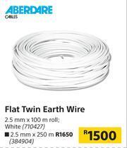 Aberdare Cables Flat Twin Earth Wire 2.5mm x 100m Roll White offer at ...