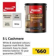 Plascon 5L Cashmere offer at Builders Warehouse