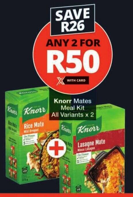 Knorr Mates Meal Kit All Variants offer at Checkers