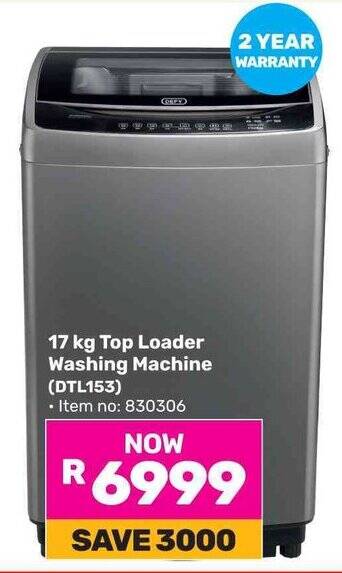 DEFY Top Loader Washing Machine (DTL153) offer at Game