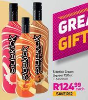 Sidekick Cream Liqueur Assorted-750ml Each offer at Game