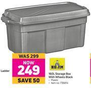 Big Jim 160Ltr Storage Box With Wheels Black Plastic offer at Game