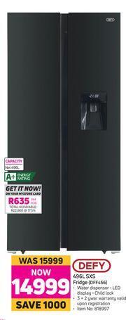 Defy 496L SXS Fridge DFF456 offer at Game