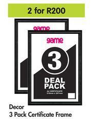 Decor 3 Pack Certificate Frame-For 2 offer at Game