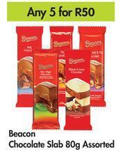 Beacon Chocolate Slab Assorted-For Any 5 x 80g offer at Game