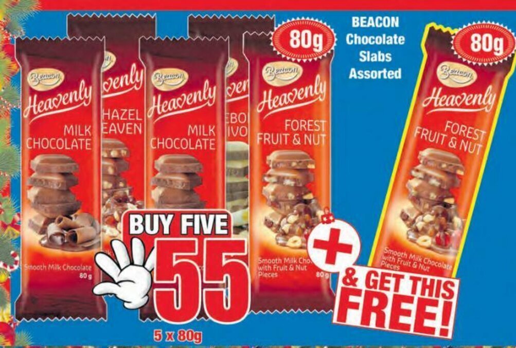 Beacon Chocolate 5 x 80g offer at Boxer