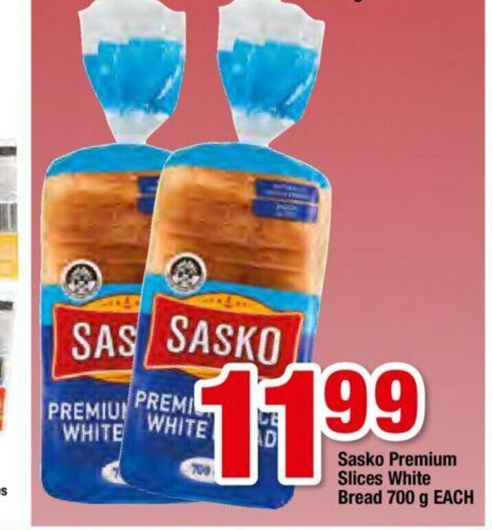 Sasko Premium Slices White Bread 700g each offer at OK Foods