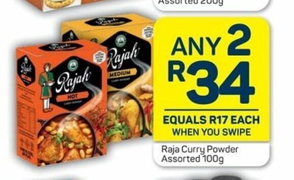 Raja Curry Powder Assorted 100g offer at Pick n Pay Hypermarket