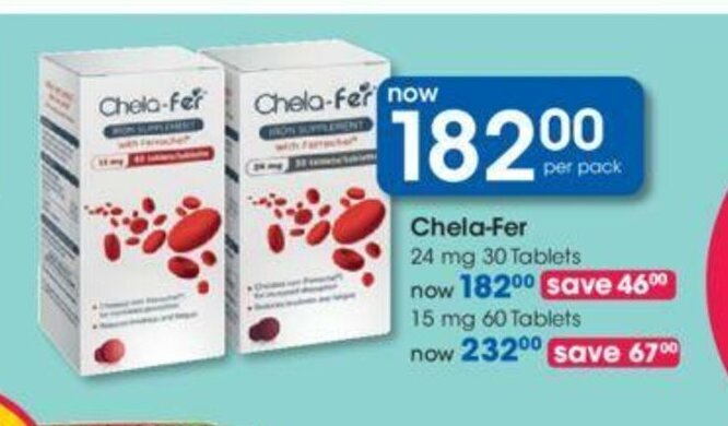 Chela-Fer 24 mg 30 Tablets offer at Clicks