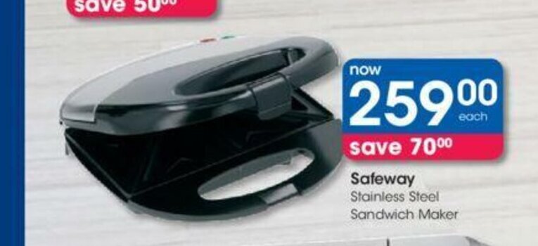 Safeway Stainless Steel Sandwich Maker offer at Clicks