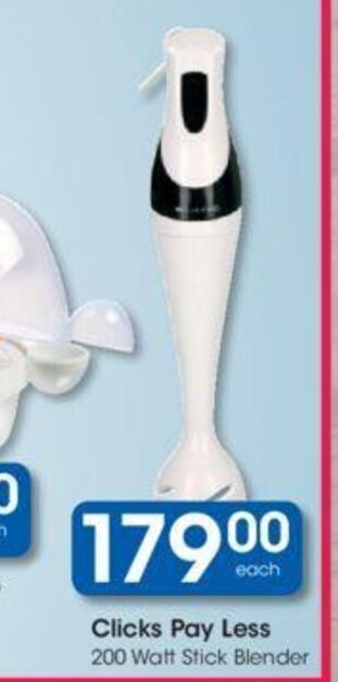 Clicks Pay Less 200 Watt Stick Blender offer at Clicks