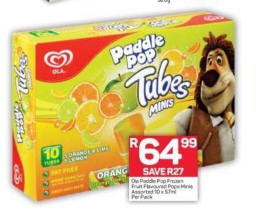 Ola Paddle Pop Frozen Fruit Flavoured Pops Minis Assorted 10x57ml offer ...