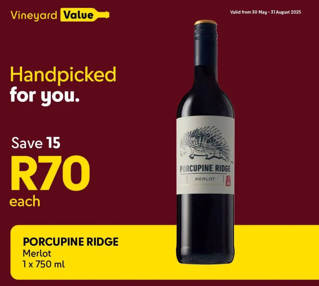 Porcupine Ridge specials at Makro’s liquor – Aug 2025