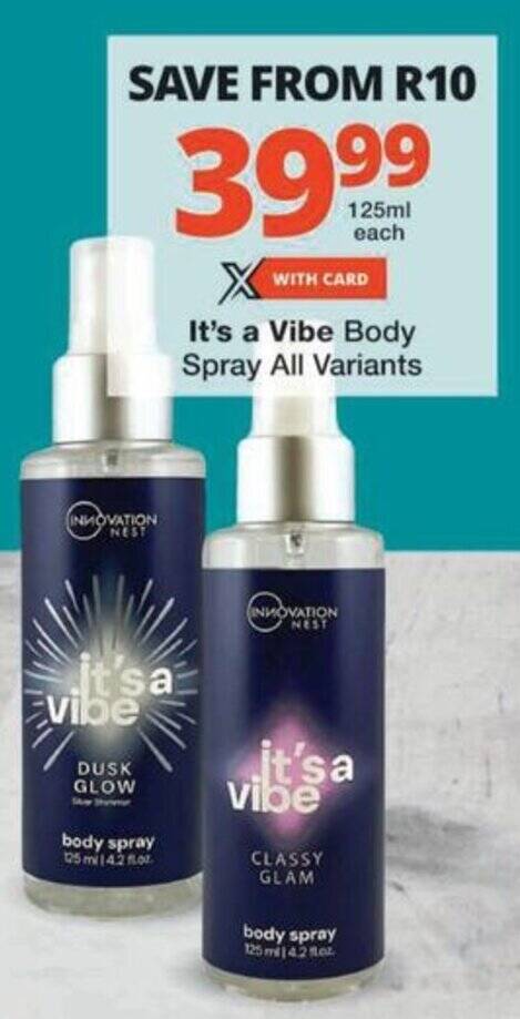 Body spray specials at Checkers Hyper – Aug 2025