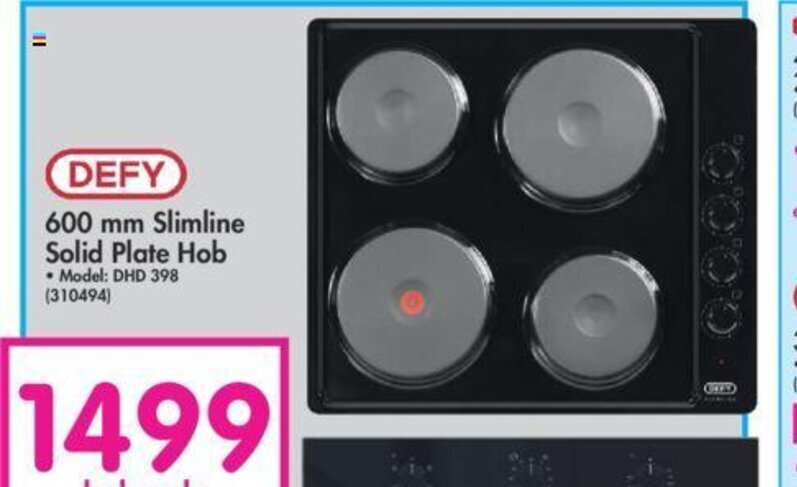 Defy 600mm Slimlline Solid Plate Hob offer at Makro