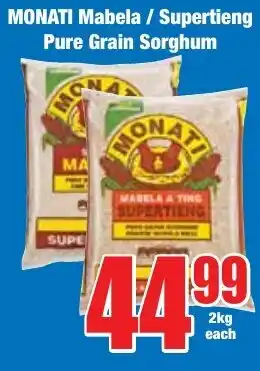 MONATI Mabela/ Supertieng Pure Grain Sorghum 2 kg offer at Boxer ...